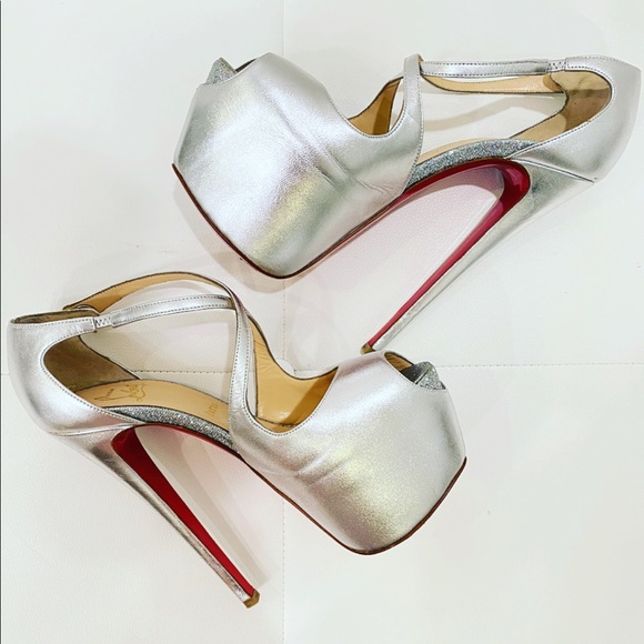 Christian Louboutin | Shoes | Christian Louboutin Silver Platform Heels ...
